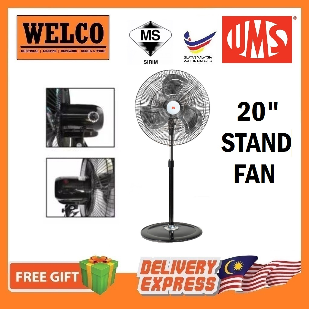 UMS 20" COMMERCIAL & INDUSTRIAL STAND FAN 3 METAL BLADE [STRONG WIND ...