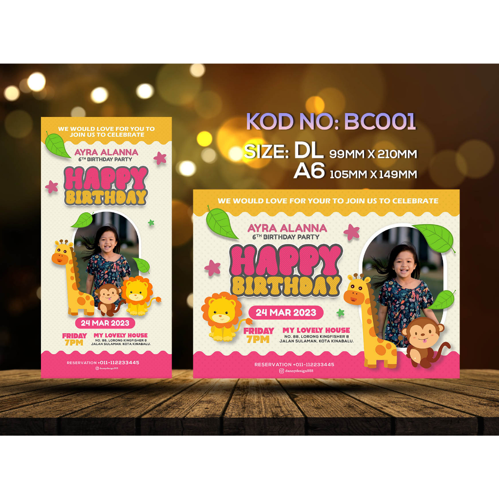Kad Hari Jadi / Kad Jemputan / Birthday Invitation Kod No. BC001 ...