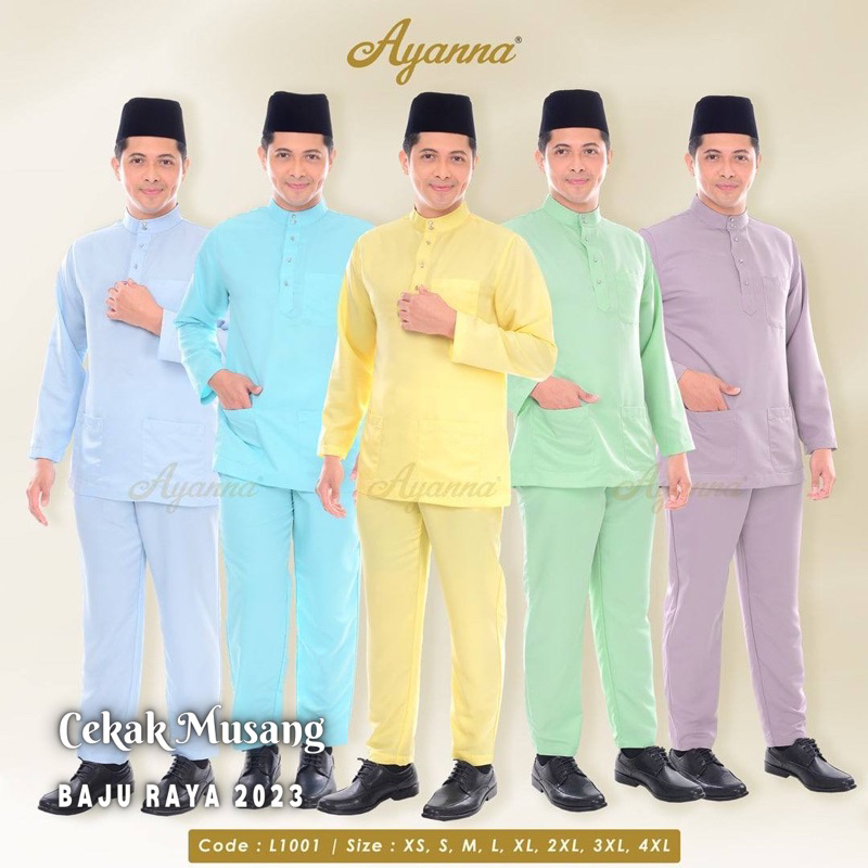 Cekak Musang L1001 - Baju Melayu Moden Cekak Musang. Baju Melayu Sedondon Ayah Anak. Baju Raya ...