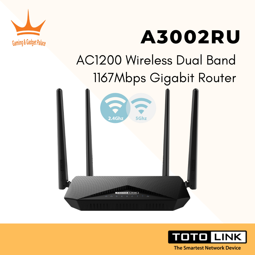 TOTOLINK A3002RU AC1200 WIRELSS DUAL BAND GIGABIT WIRELESS ROUTER 2 ...