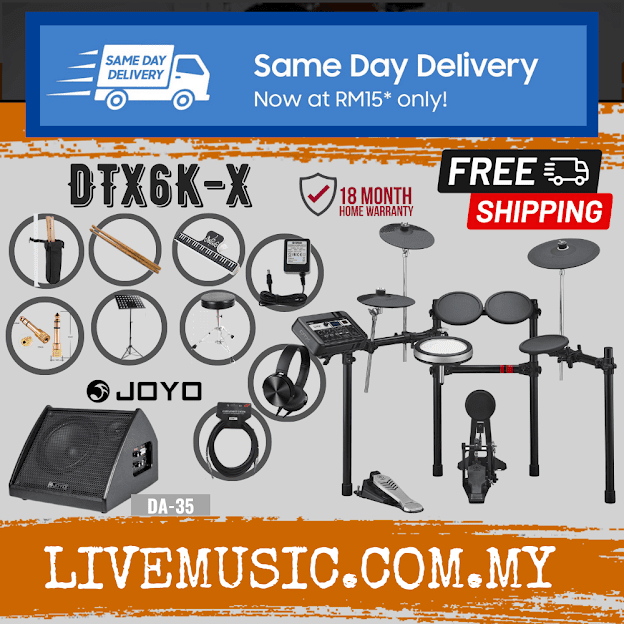 Yamaha DTX6K-X 5-Piece Electronic Drum Set with Amplifier,Drumsticks ...