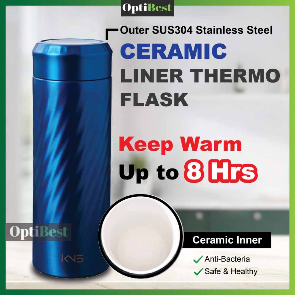 OPTIBEST Ceramic Thermos Bottle (420ml) Vacuum Ceramic Termos Thermos Flask Termos Water Bottle ...