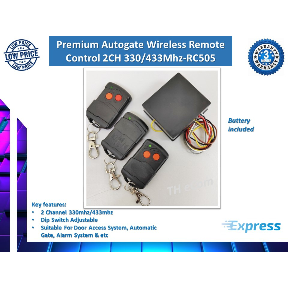 Premium Autogate Door Wireless Remote Control - 2 Channel 330mhz/433mhz ...