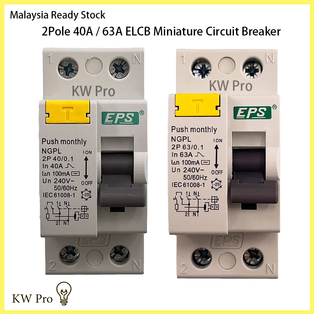 Main Switch 2Pole 40A / 63A 100mA ELCB Miniature Circuit Breaker with ...