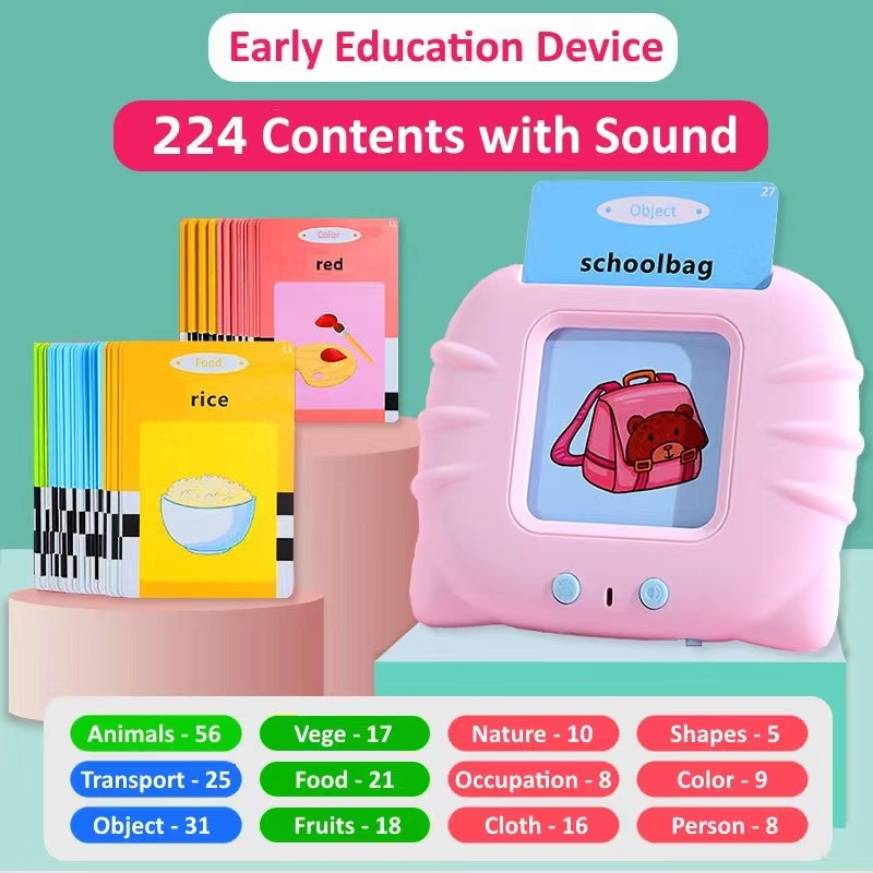 224 Pictures Early Learning Flash Cards Reader Machine Educational ...