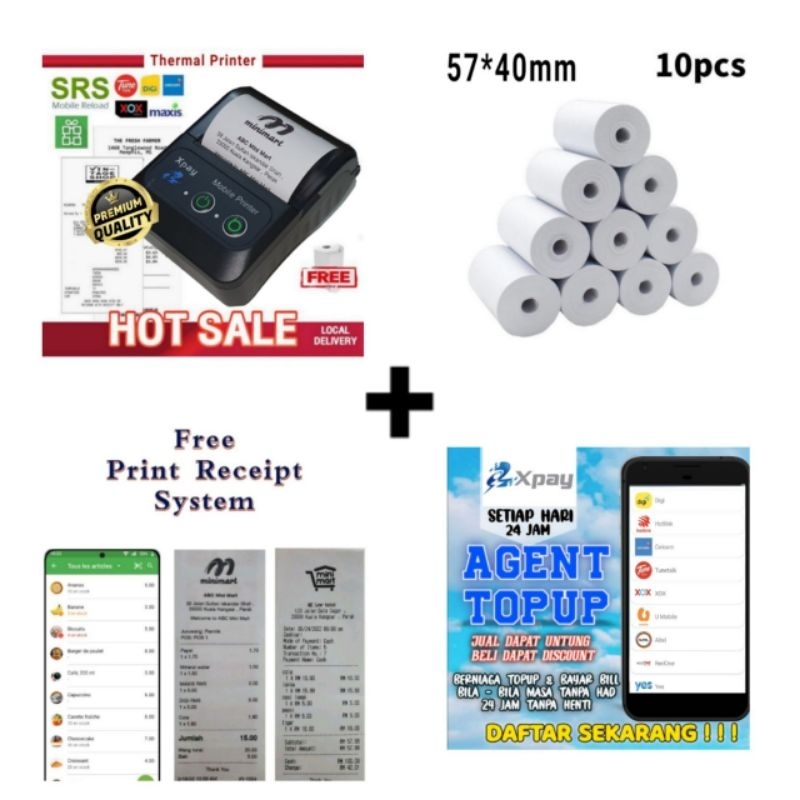XPAY - Bluetooth Printer Receipt Printer IOS/Andoird Receipt 58mm Mini ...