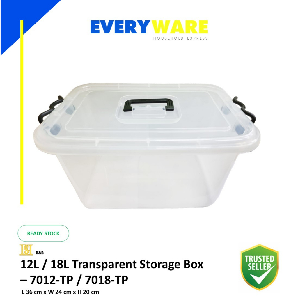 12L / 18L Transparent Storage Box - 7012-TP / 7018-TP | Shopee Malaysia