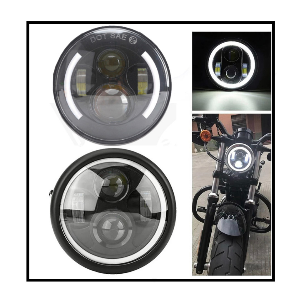 ( READY STOCK ) MOTORCYCLE JEEP 7" HEADLIGHT HEADLAMP WRANGLER BMW CAFE ...