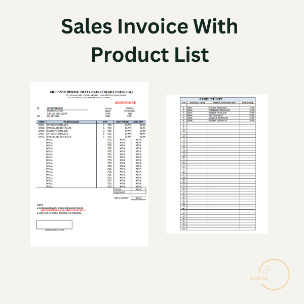 INVOICE TEMPLATE SALES INVOICE TEMPLATE INVOICE WITH PRODUCT LIST ...