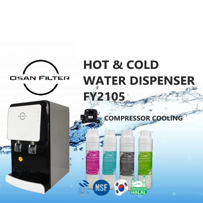 OSAN Water Dispenser FY2105 Hot & Cold with 4 stage halal Korea Filter ...