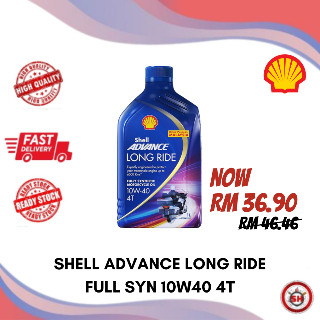 Shell Advance 10W40 4T Long Ride 10W40 Fully Synthetic Motorcycle Engine Oil (1L) Ready Stock ...