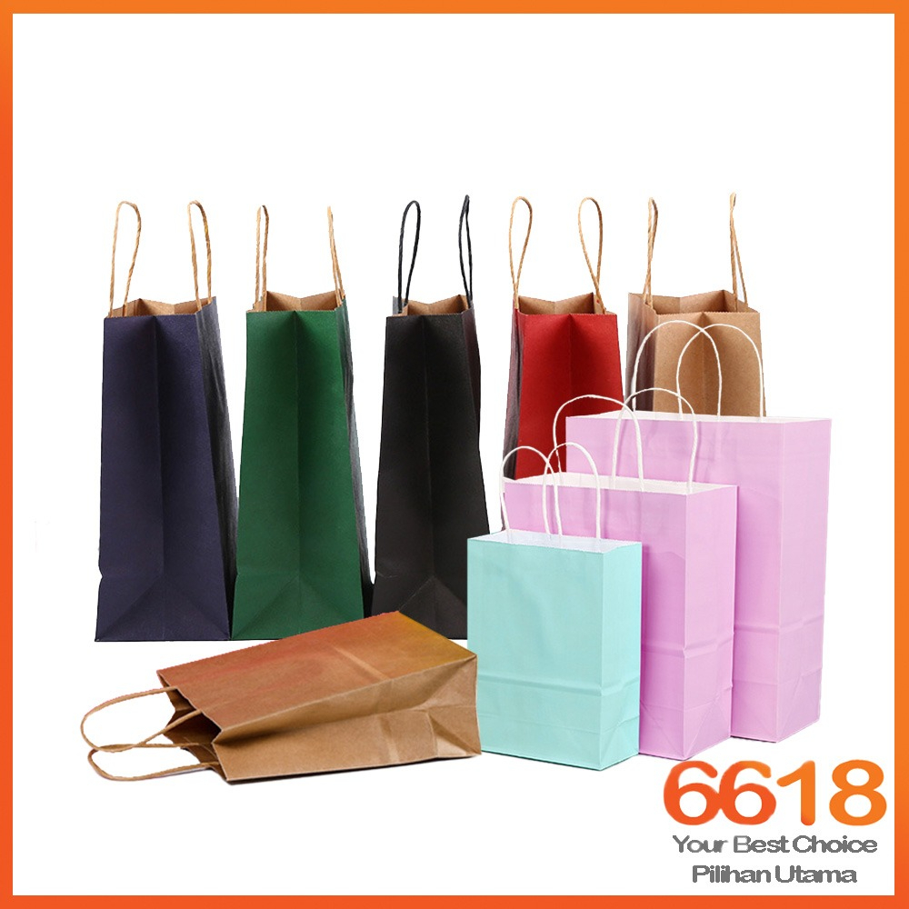 Beg Hadiah Goodies Handle Warna Biasa Beg Kertas Kraft Paper Bag Plain ...