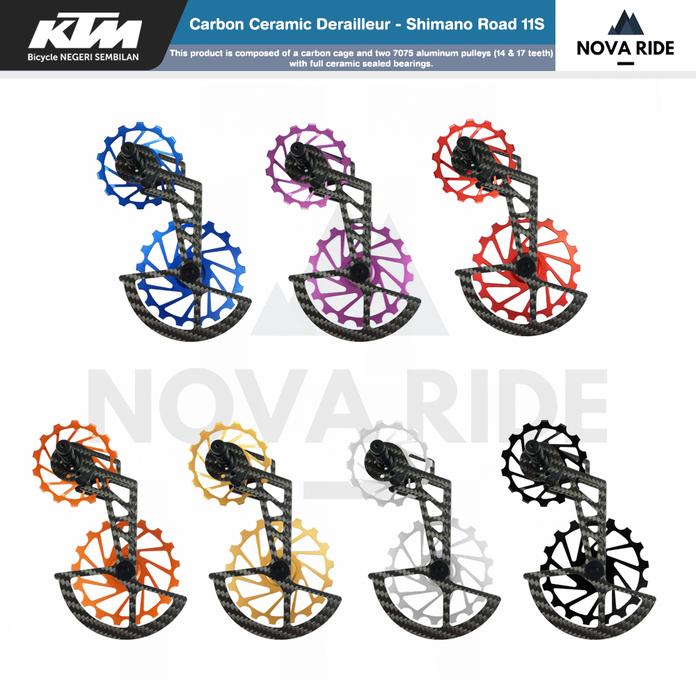 NOVA RIDE Carbon Ceramic Derailleur OVERSIZED CERAMIC PULLEY SHIMANO ...