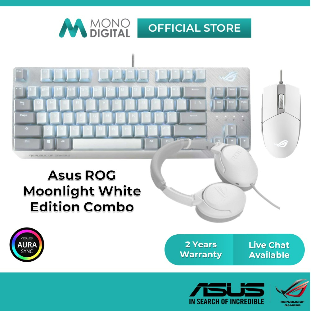 Asus ROG Moonlight White Edition Gaming Combo Set (Strix Scope NX TKL ...