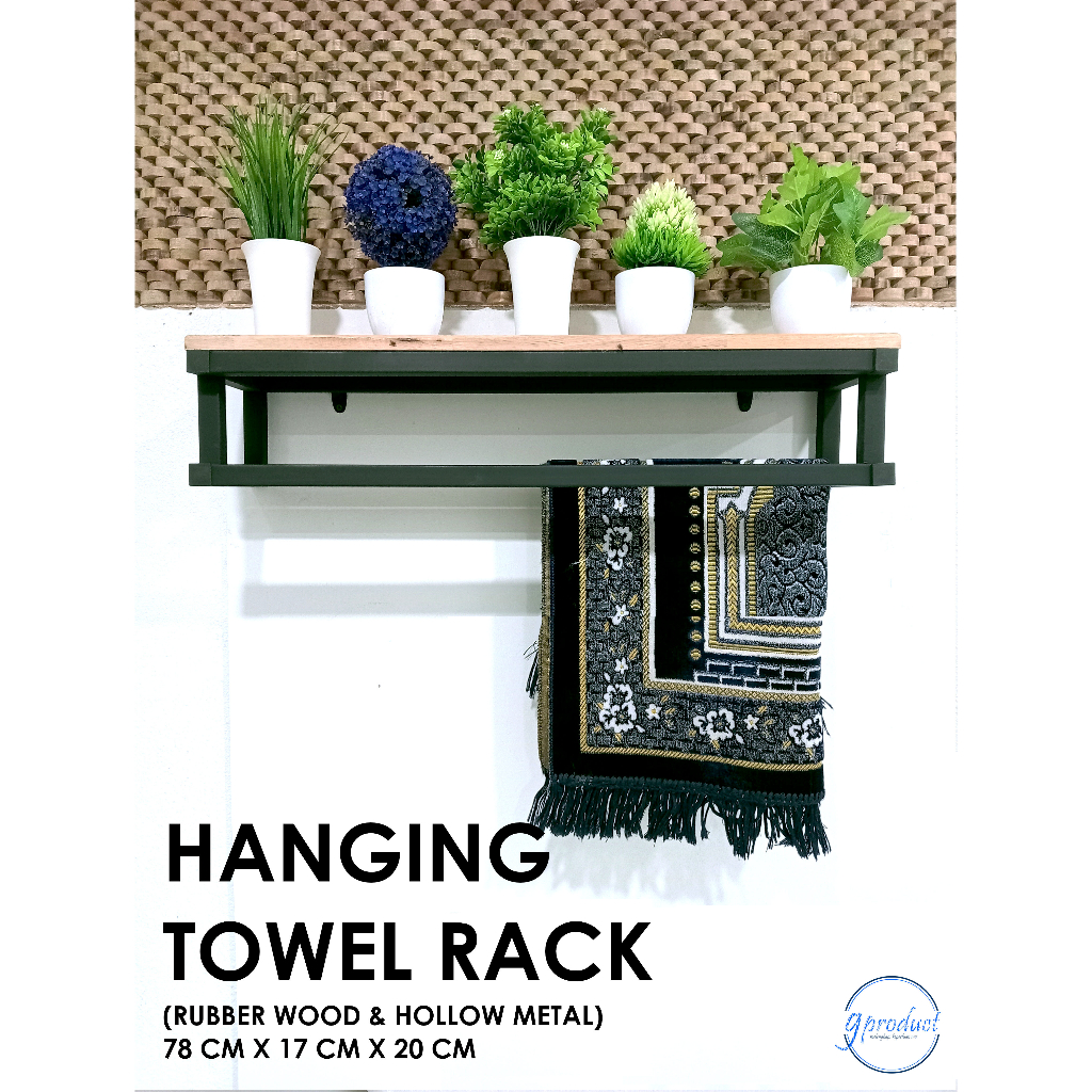WALLMOUNT TOWEL RACK | HANGING | RAK TUALA | METAL AND WOOD | BESI DAN ...