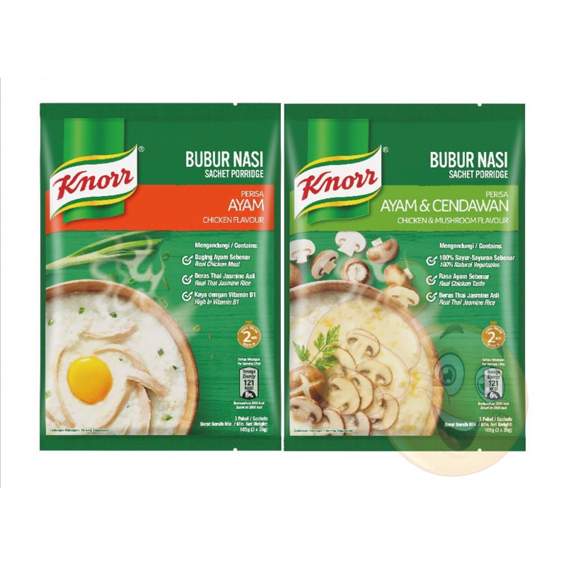 Knorr Instant Sachet Porridge | Bubur Nasi 3 Sachets x 35g (105g ...