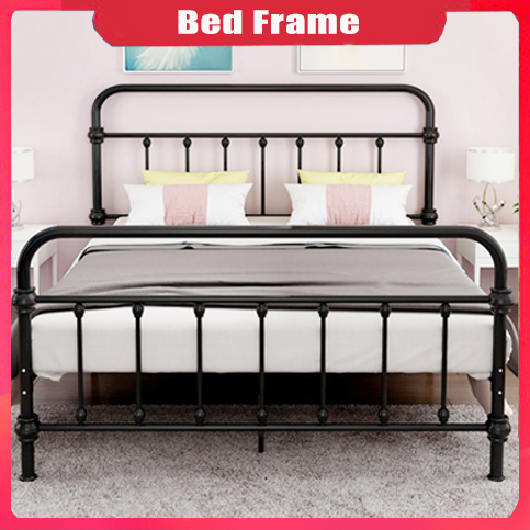 King Bed Frame Metel Double Bed American Simple Iron Bed Retro European ...