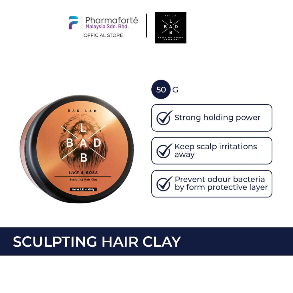Bad Lab Sculpting Hair Clay - for Unruly, Fizzy Hair, Halal Hair Care ...