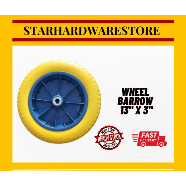 HEAVY DUTY Tayar Mati Kereta Sorong Tolak Roda 13" x 3" PVC Wheel ...