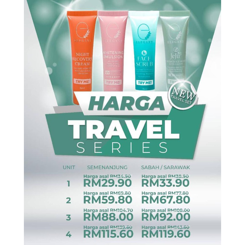 ELEGANT TRAVEL / TRIAL SET ( WITENING EMULSION , ENRC ,JEJU ,FACE SCRUB ...