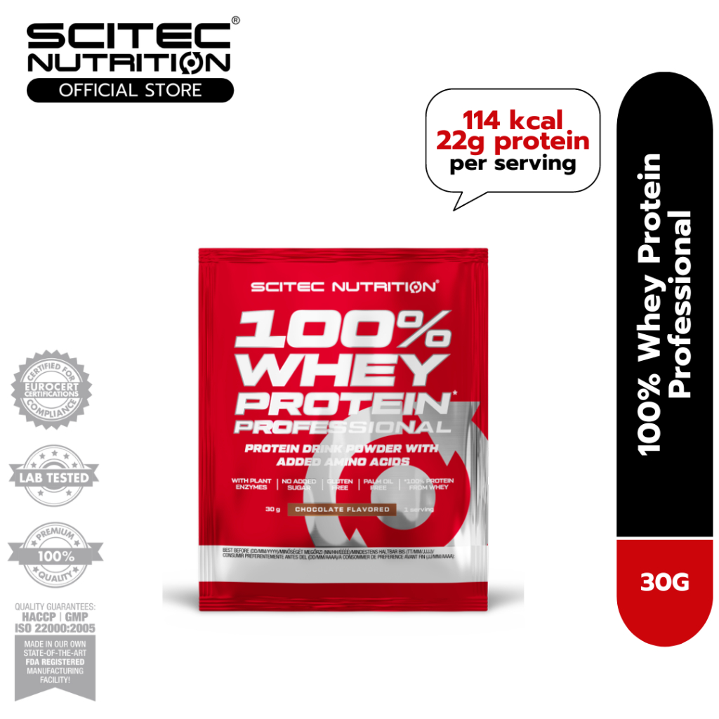 SCITEC NUTRITION 100% Whey Protein Professional 30g Sachet | Shopee ...
