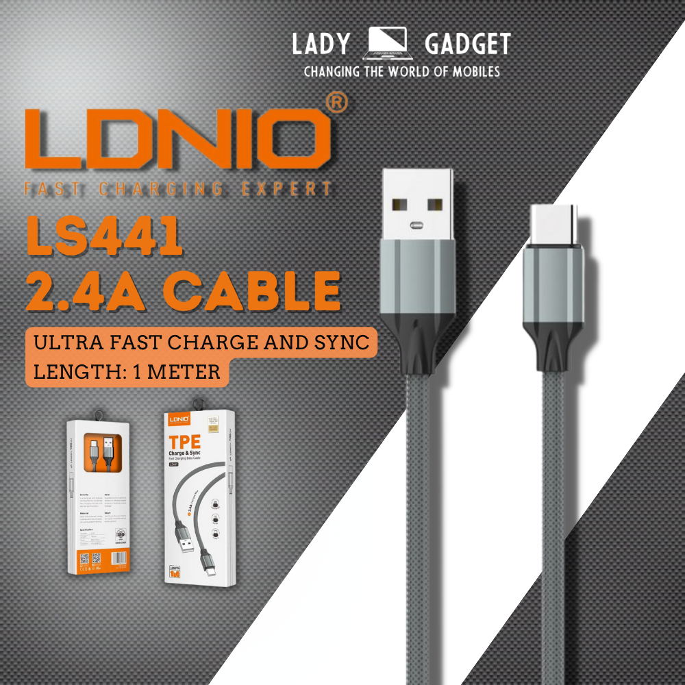 LDNIO LS441 2.4A USB Data Cable Type-C Micro IOS Charge and Sync 1M ...