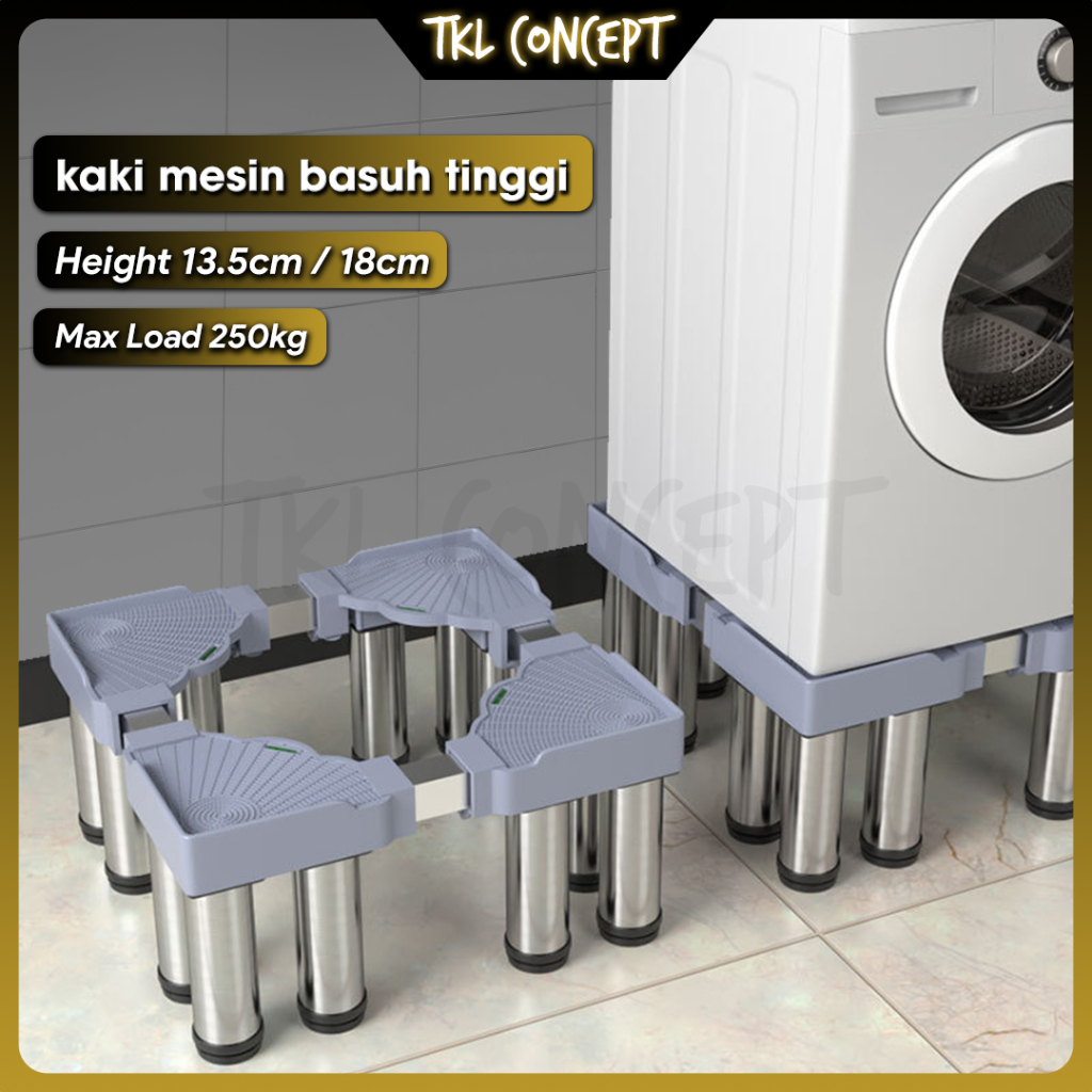 13.5cm/18cm Height Adjustable Washing Machine Stand Steel Legs Base ...