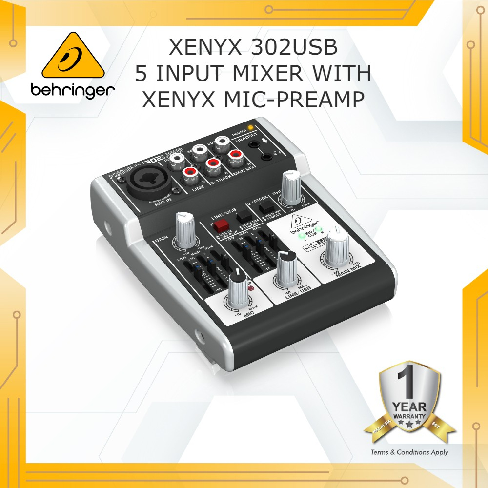 Behringer XENYX 302USB Mixer with USB Audio Interface | Shopee Malaysia