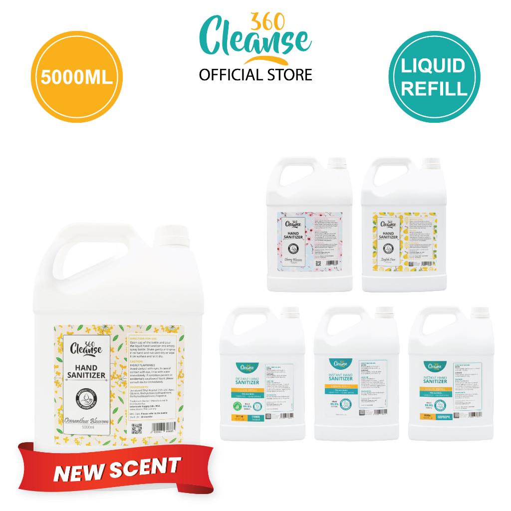 Cleanse360 Hand Sanitizer 75% Alcohol [Liquid/Spray Refill - 5000ml ...