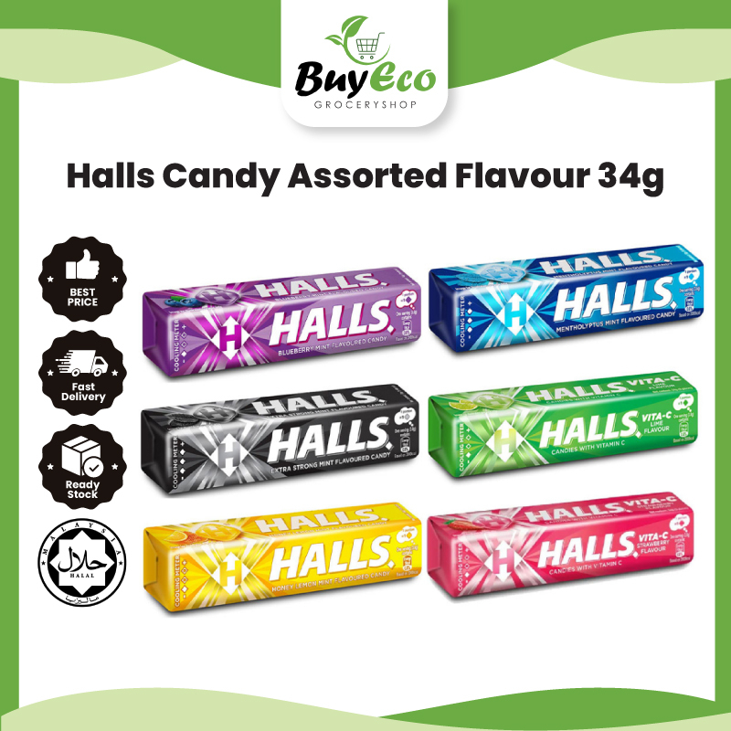 Halls Candy Assorted Flavour | Gula-Gula Pelbagai Perisa 34g Mint Sweet ...