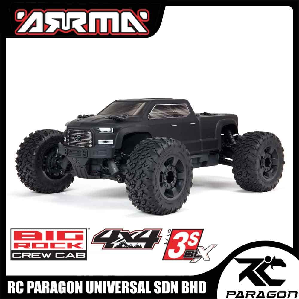 ARRMA 1/10 BIG ROCK 4X4 V3 3S BLX BRUSHLESS MONSTER TRUCK RTR, BLACK ...