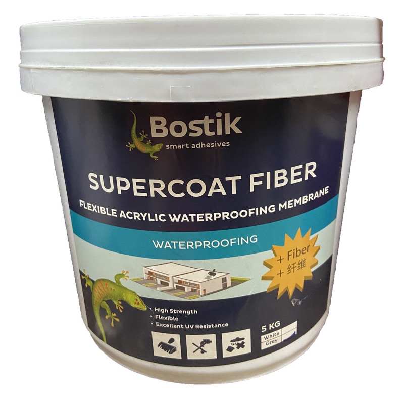 5KG Bostik Supercoat FIBRE Flexible Acrylic Waterproofing Membrane/ BOSTIK SUPERCOAT ECO 4 KG ...