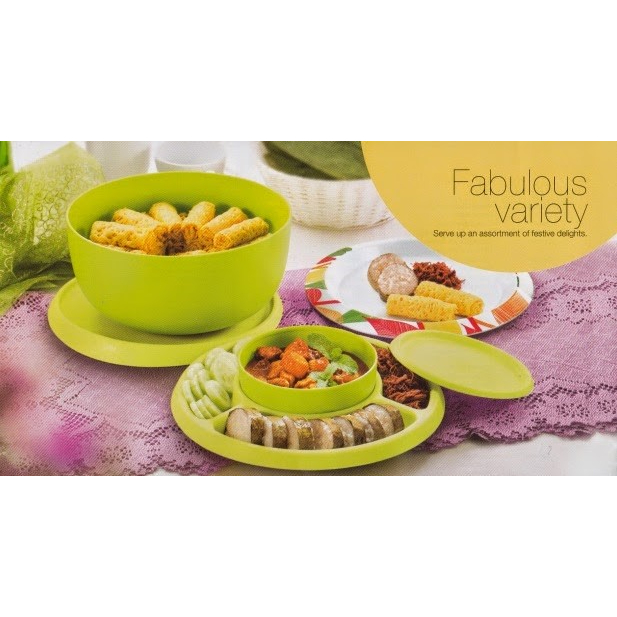 Tupperware Blossom Party Set With Tray ( Green ) READY STOCK Raya Kuih ...