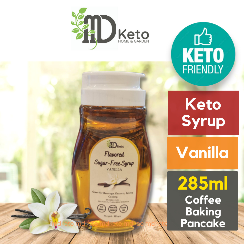 [MD Keto] 285ml Keto syrup Original, vanilla, caramel, hazelnut, gula ...