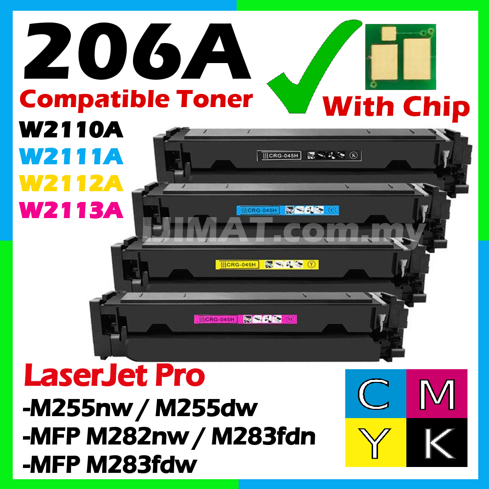 Compatible 206A W2110A W2111A W2112A W2113A for HP M282 M283 MFP M282nw ...