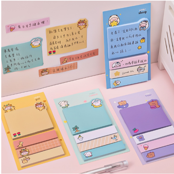 Cute Cartoon Sticky Note Memo Note Label Fluorescent Marker Sticky ...