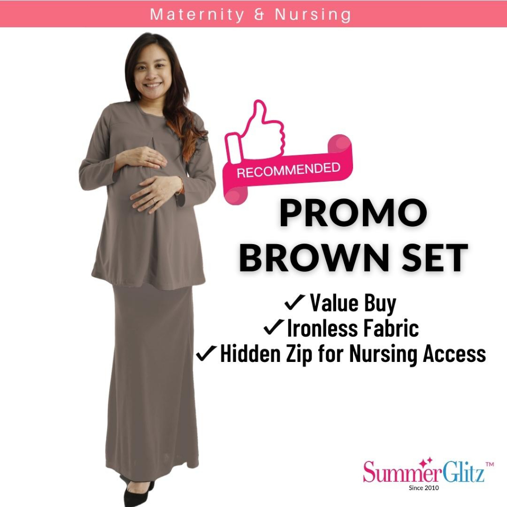 SUMMERGLITZ Single Pleat Maternity Nursing Ironless Blouse Raya Set ...