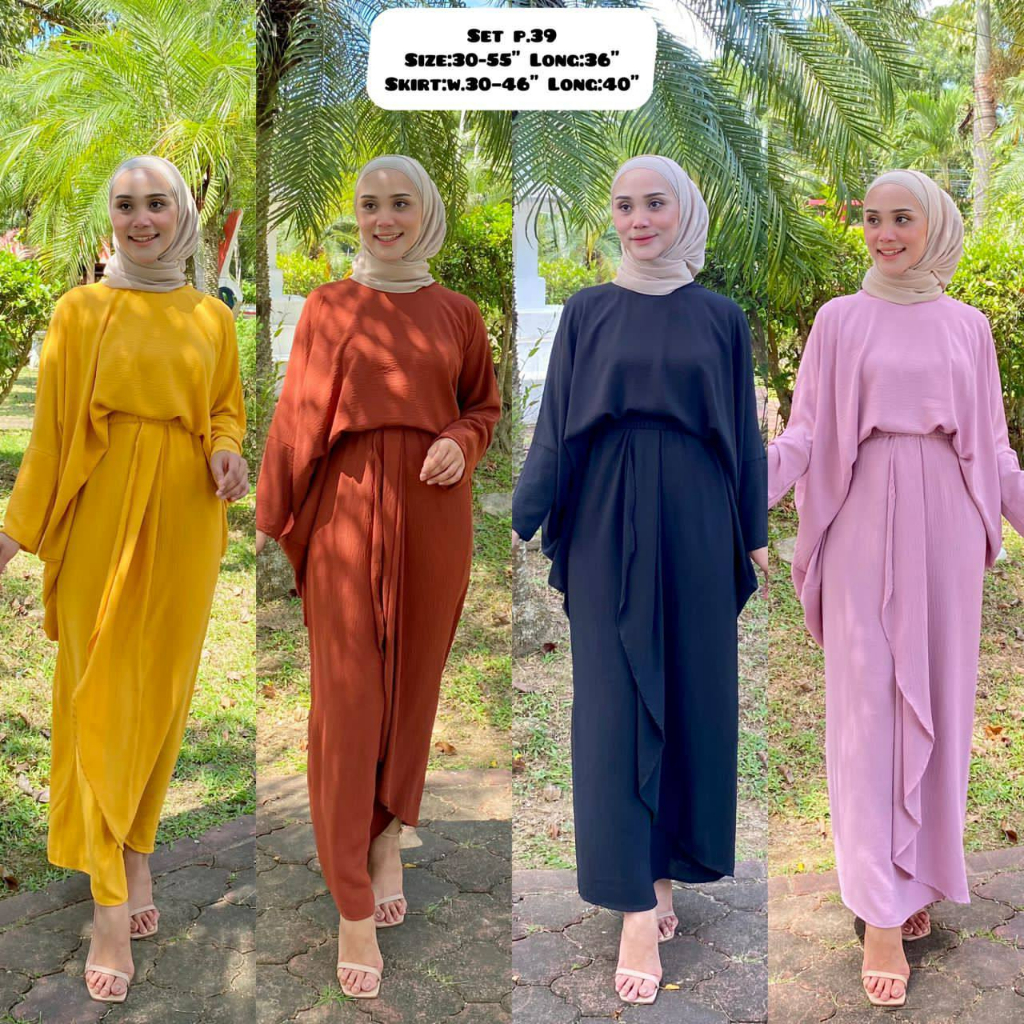 kurung raya ,set blouse kaftan dan skirt pario fit dada 30 hingga 60 ...