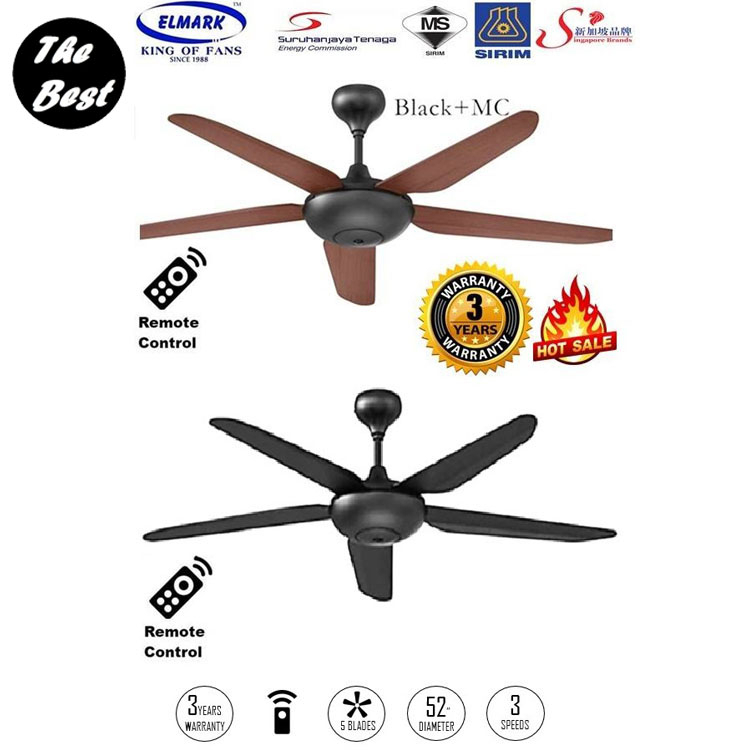 Elmark Super 123 56" With Remote Control, Ceiling Fan/Kipas Siling ...