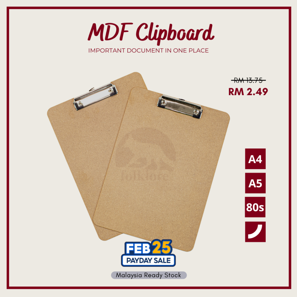 Folklore A4 A5 Size Wooden Clipboard MDF Writing Clip Board Portable File Butterfly Clip School ...