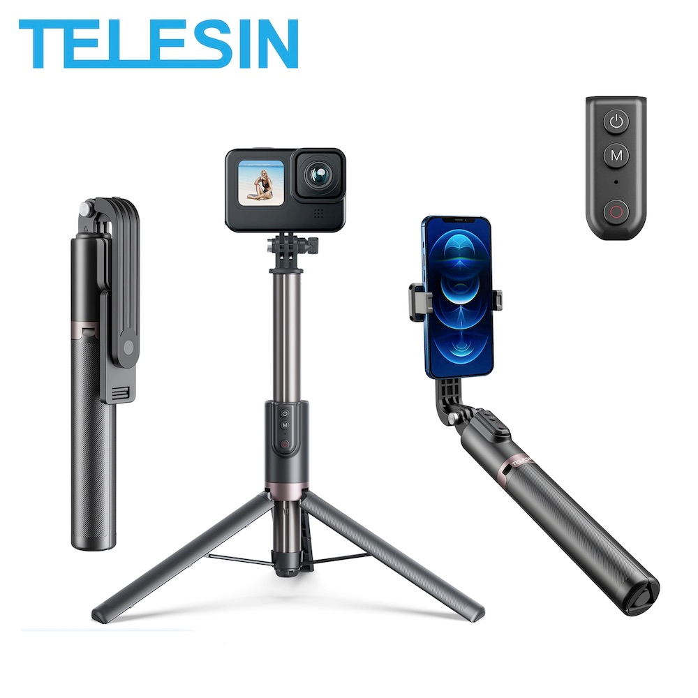 TELESIN 130cm Wireless Bluetooth Remote Control Tripod Selfie Stick for ...