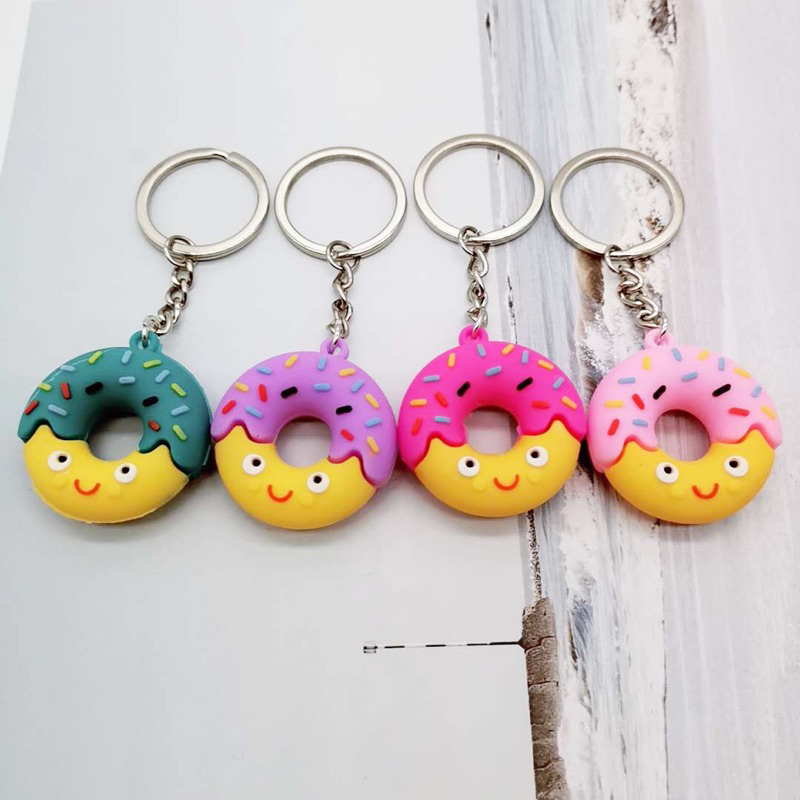 The new rainbow donut key chain d starry sky rainbow bread key ring ...