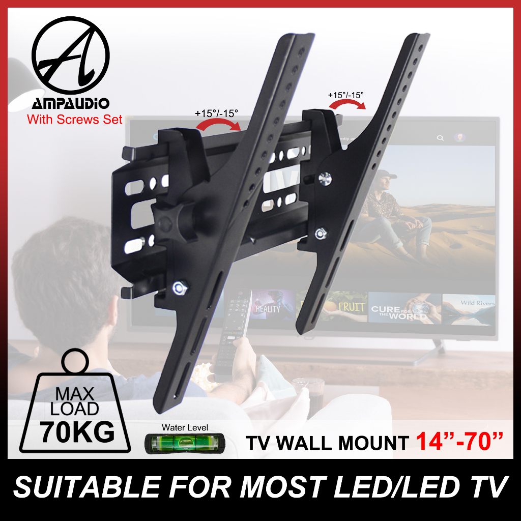Bracket TV Dinding Universal 14–70 Inci Boleh Condong & Putar (TV ...