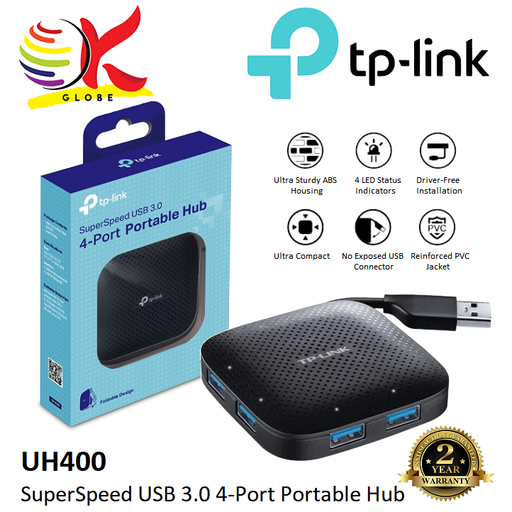 TP-LINK UH400 USB 3.0 4 PORT PORTABLE USB HUB WITH BUILT IN USB ...