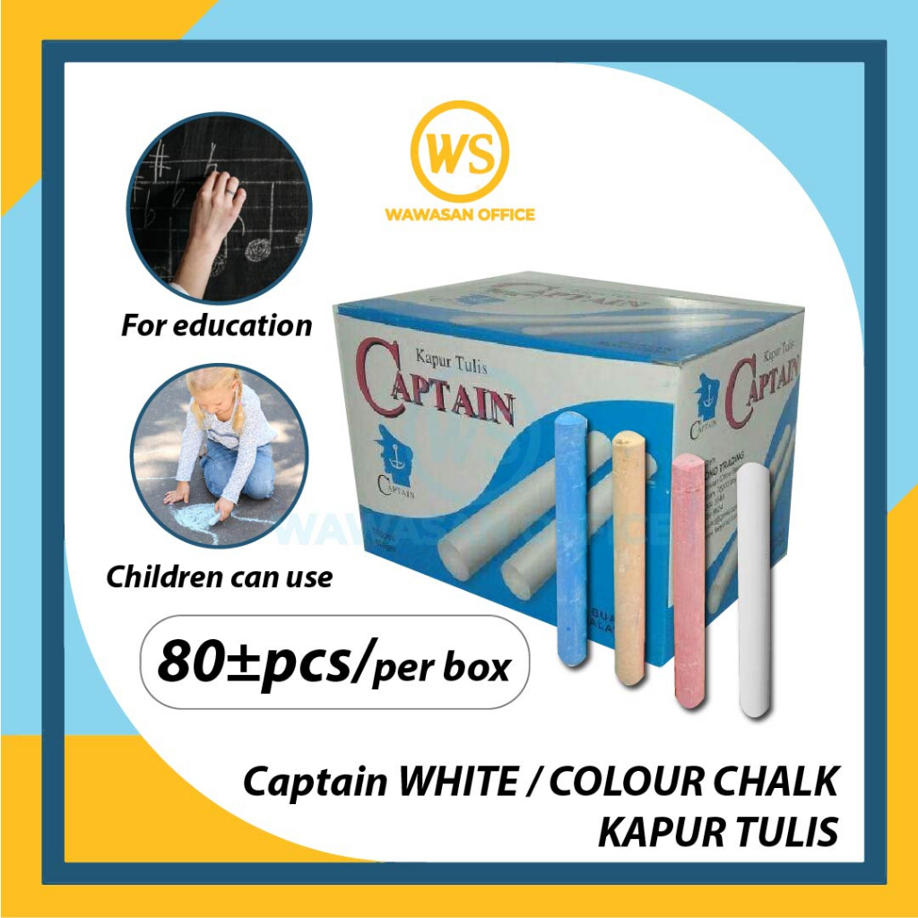 Captain Chalk / Kapur Papan Hitam / Kapur Papan Tulis / White Chalk ...
