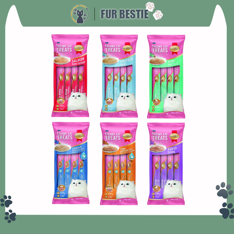 SmartHeart Creamy Cat Treats 15g X 4 Sachets / Cat Snack / Smart Heart ...