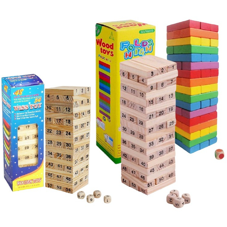 MM Stories 54pcs Wooden Number / Color Stacko Block Bricks Tumbling ...