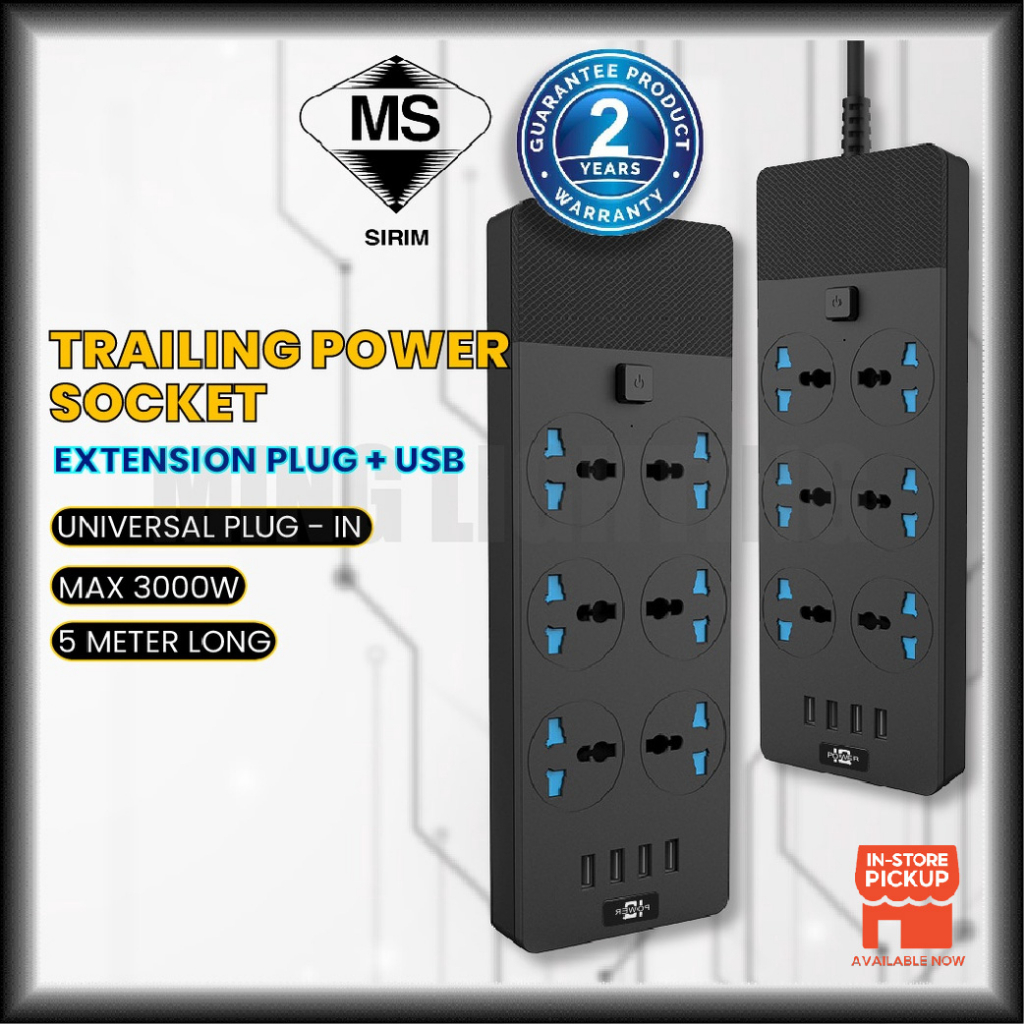 [SIRIM] 2M 5M Extension Socket Trailing Soket T09 T14 Multiple USB ...