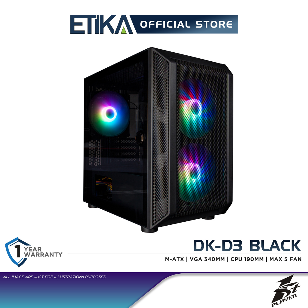 1st Player DK D3 Black | Micro ATX Tempered Glass M-ATX PC Gaming ...