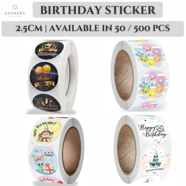 Happy Birthday Sticker [50pcs or 500pcs] | Kids Cartoon Sticker ...